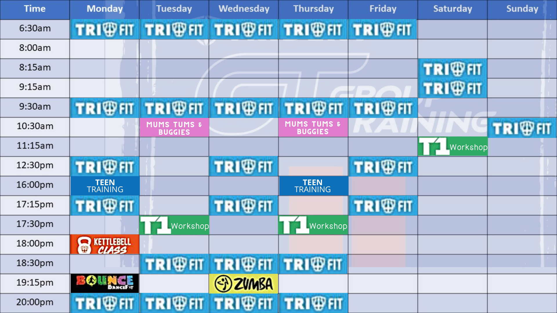Timetable - Trident Fitness Leeds